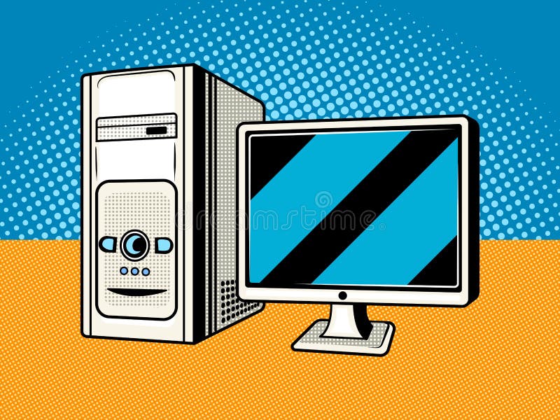 Vintage Computer Sketch Vector Illustration Stock Vector - Illustration ...