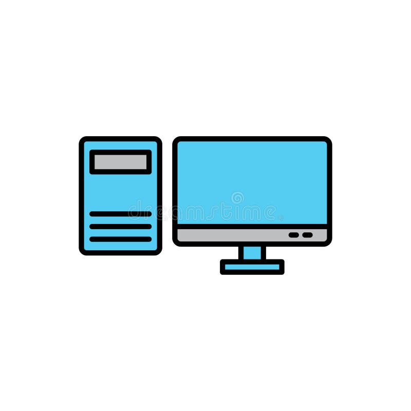 Personal Computer, Flat Icon Set. Design Vector Illustration Stock ...
