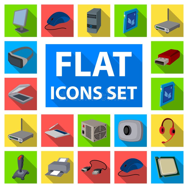 Personal Computer Flat Icons in Set Collection for Design. Equipment ...