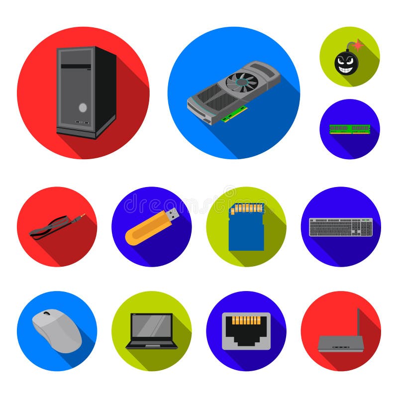 Personal Computer Flat Icons in Set Collection for Design. Equipment ...