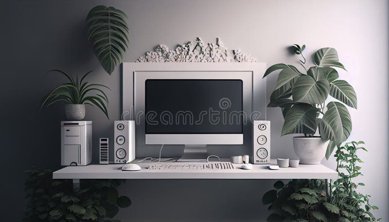Personal computer at home stock illustration. Illustration of design ...
