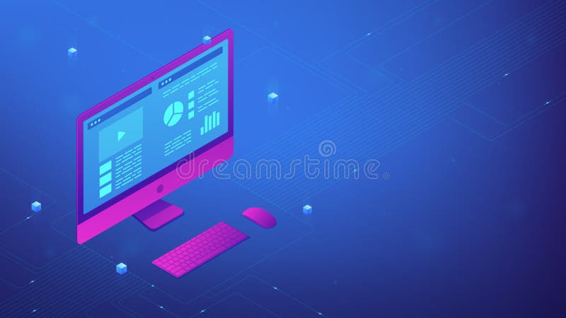 Personal Computer Interface. Isometric Vector 3d Illustration. Stock ...