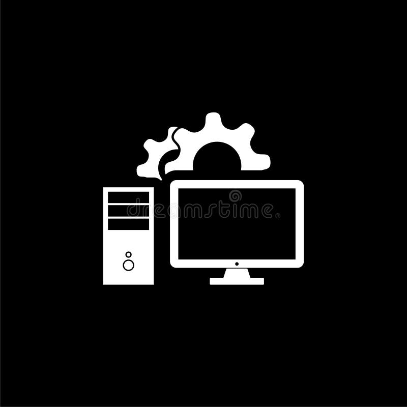 Black Computer Icon on White Background Stock Illustration ...