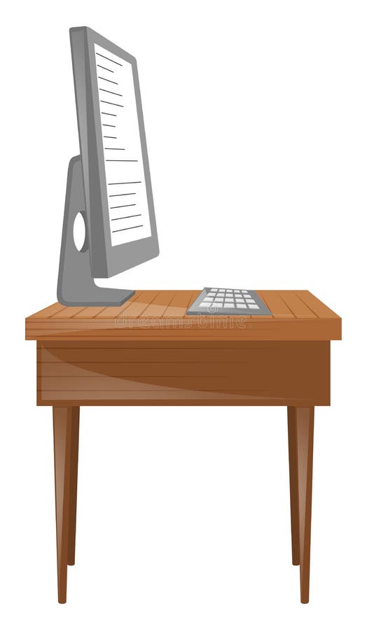 Computer on the table stock illustration. Illustration of clipping ...