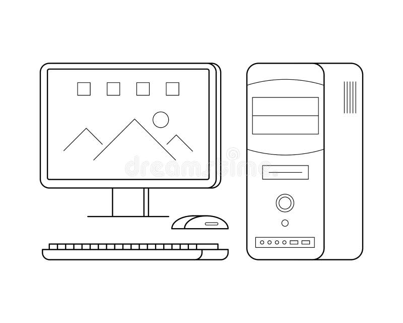 Personal Computer Line Art, Simple Gadget Icon Stock Vector ...