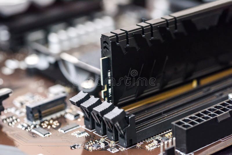 Personal Computer Motherboard with Different Details Close Up Stock ...