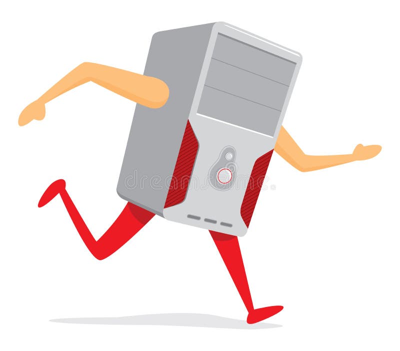 Personal Computer or Pc Running Fast Stock Vector - Illustration of ...