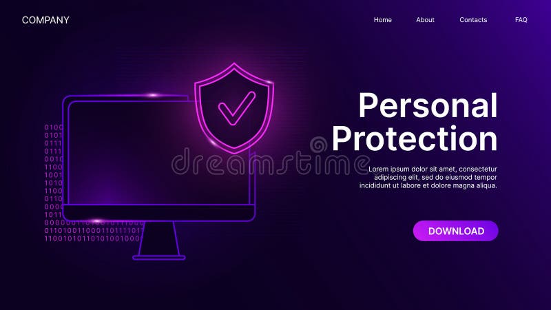 Personal Computer Protection Website Banner. Safety System, Data ...