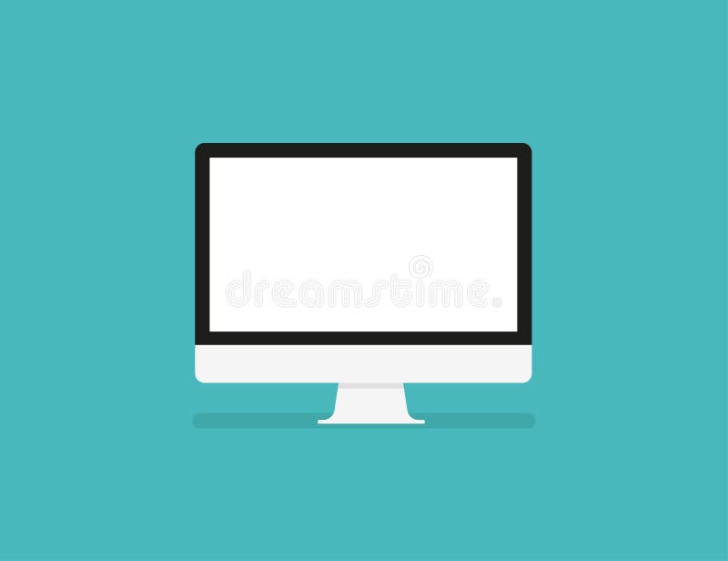 Personal Computer Screen in Trendy Flat Style Isolated on Blue ...