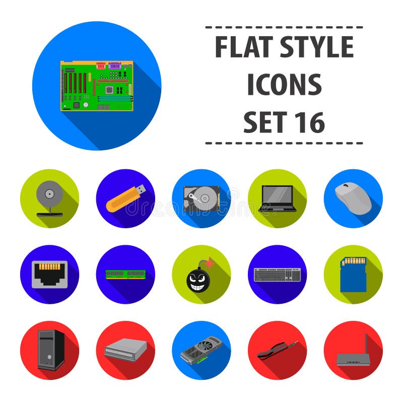 Personal Computer Set Icons in Black Style. Big Collection of Personal ...