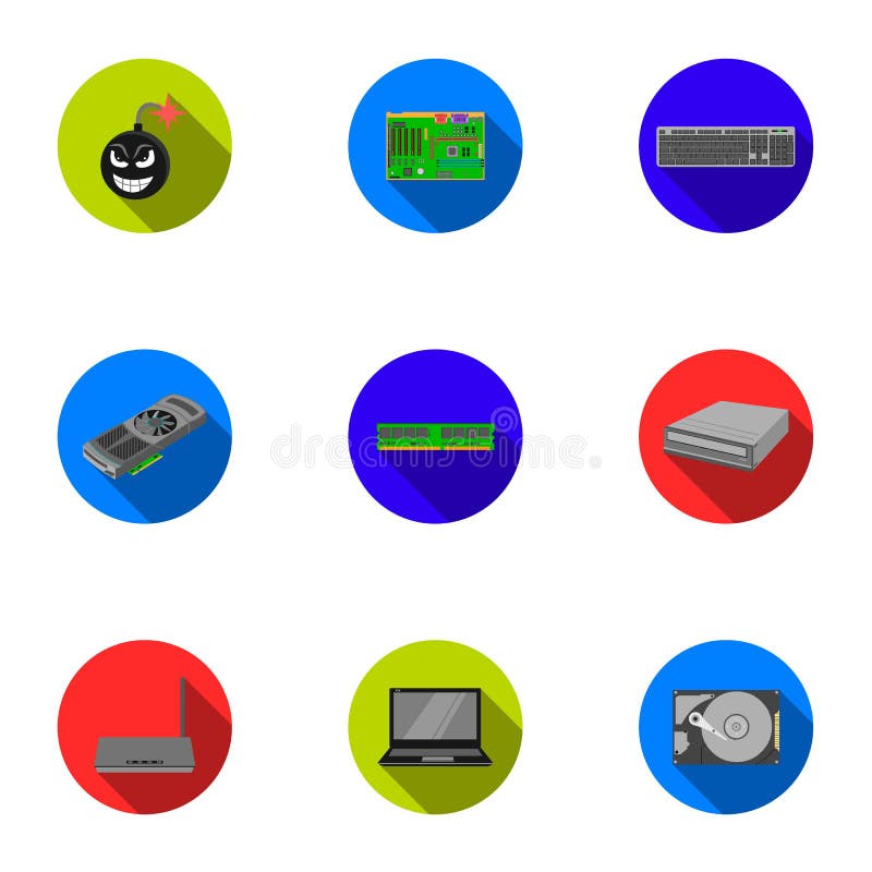 Personal Computer Set Icons in Flat Style. Big Collection of Personal ...