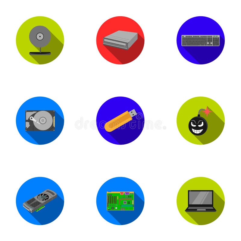 Personal Computer Set Icons in Flat Style. Big Collection of Personal ...