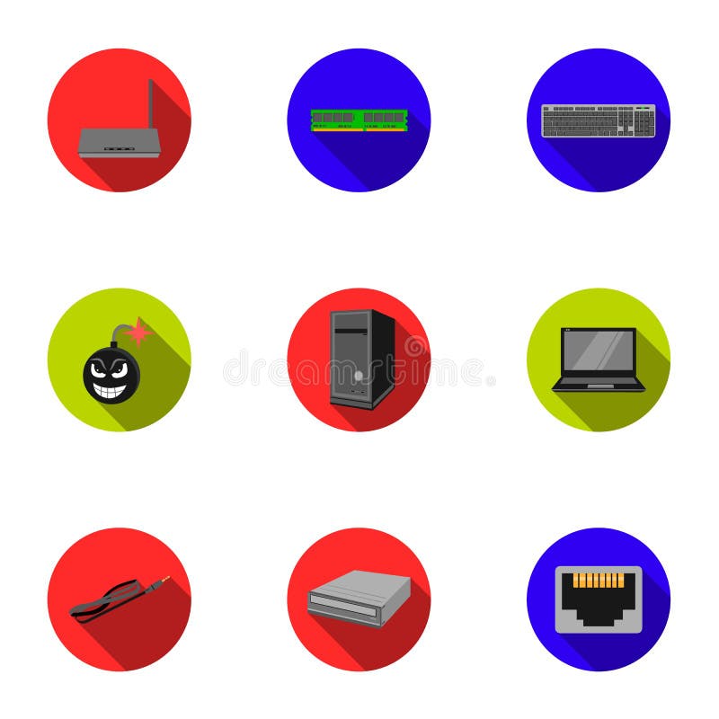 Personal Computer Set Icons in Flat Style. Big Collection of Personal ...