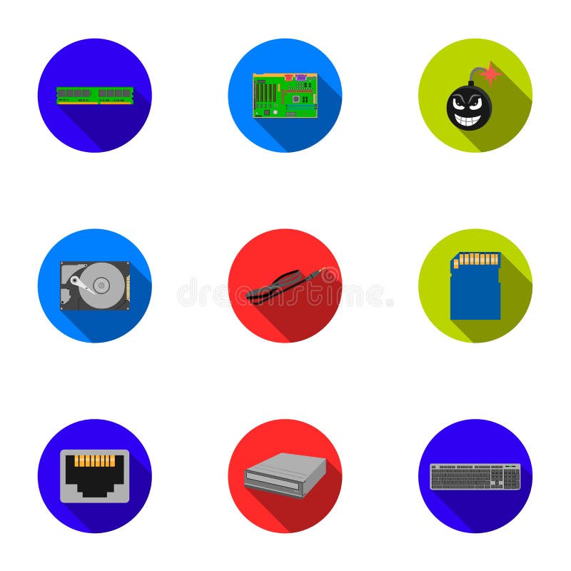 Personal Computer Set Icons in Flat Style. Big Collection of Personal ...