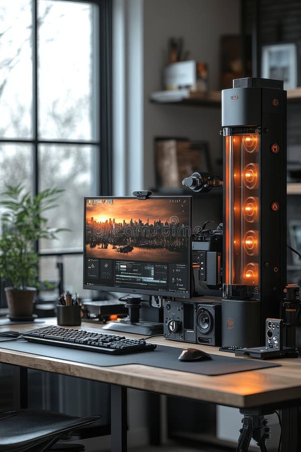 A Personal Computer Stands on a Table in the Home Interior. a Gaming ...