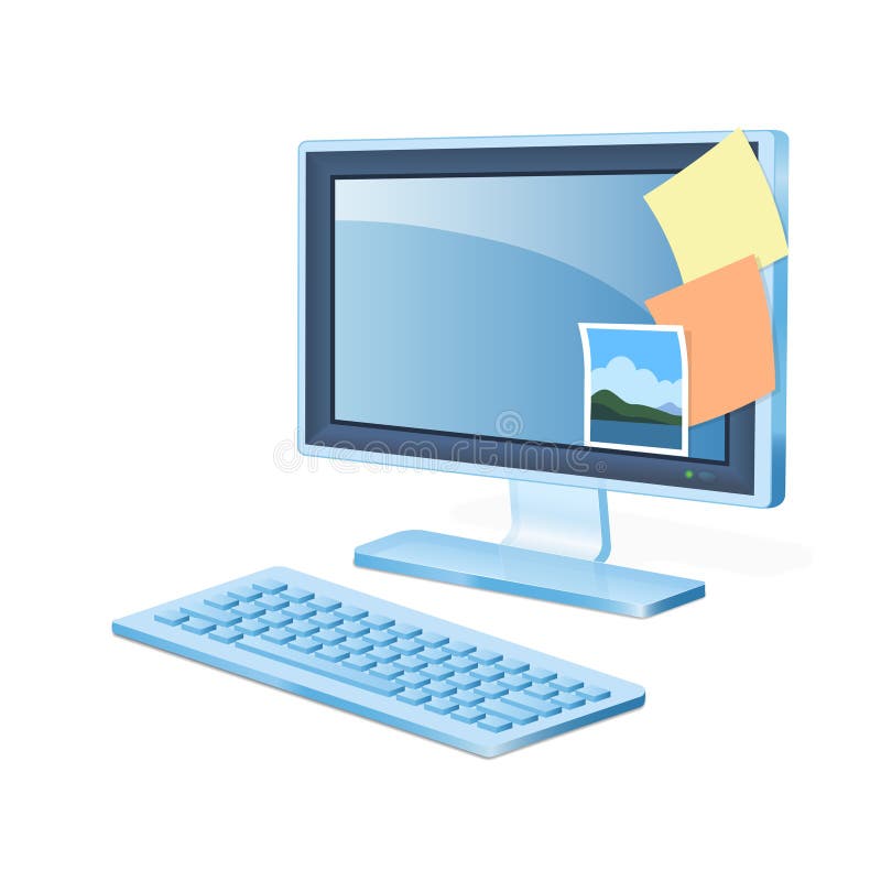 Personal Computer or System Unit Icon with Monitor and Keyboard Stock ...