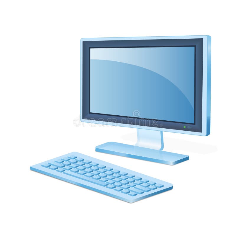 Personal Computer or System Unit Icon with Monitor and Keyboard Stock ...