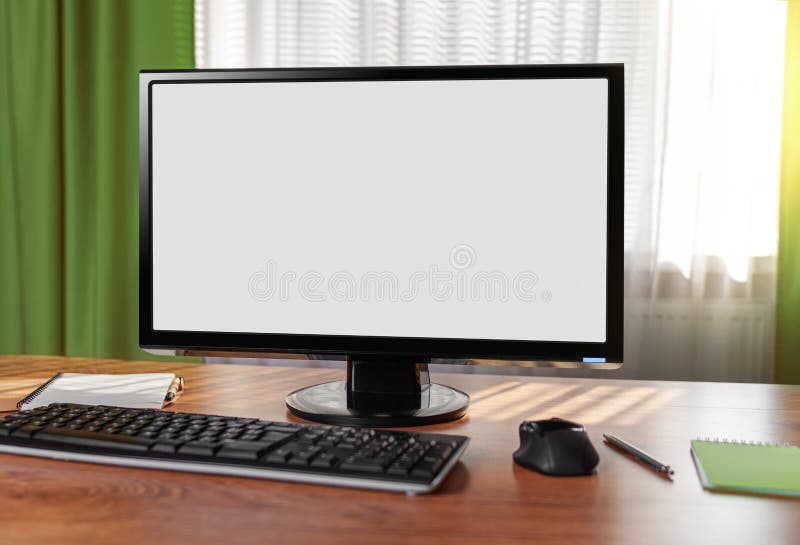 Personal Computer on the Table at Home. Stock Photo - Image of screen ...