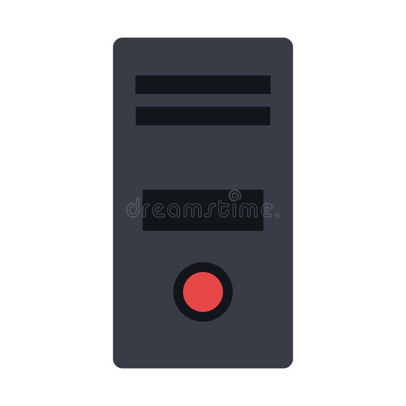 Personal Computer Tower with Red Power Button Icon. Stock Vector ...