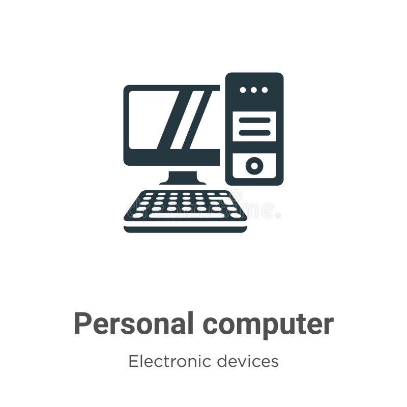 Personal Computer Vector Icon on White Background. Flat Vector Personal ...