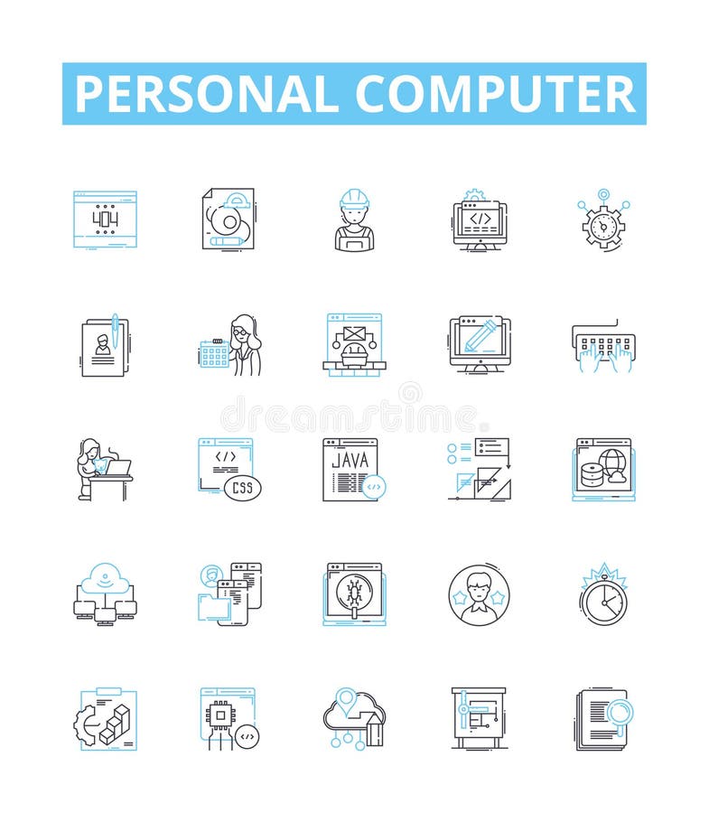 Personal Computer Vector Line Icons Set. PC, Computer, Desktop, Laptop ...