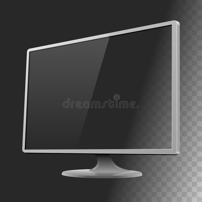 Silver Display Monitor Mockup Screen Reflect Vector Illustration Stock ...