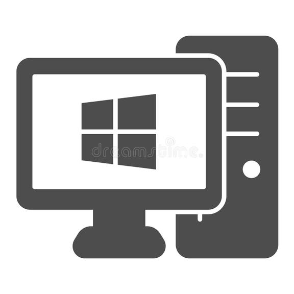 Personal Computer with Windows Solid Icon, Windows Pack Concept. Vector ...