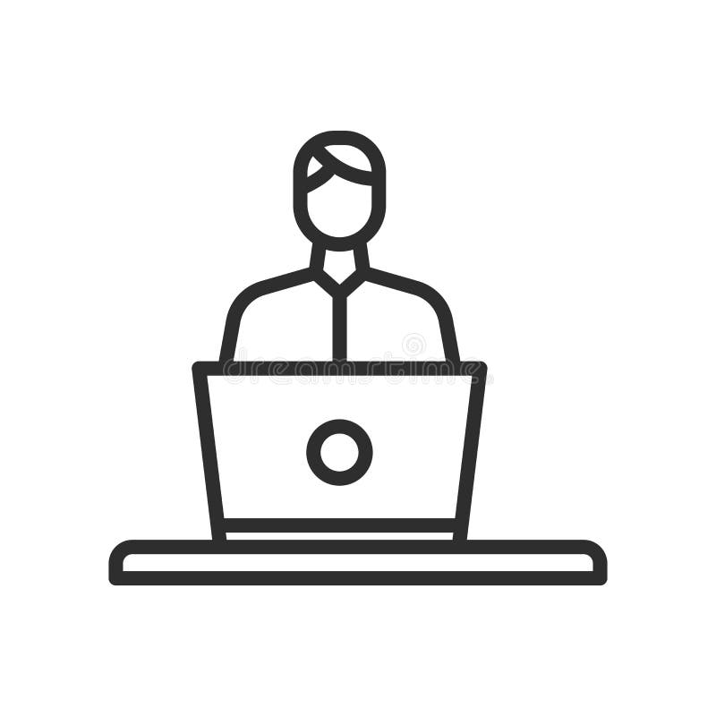 Personal Computer and Worker Icon Vector Sign and Symbol Isolate Stock ...