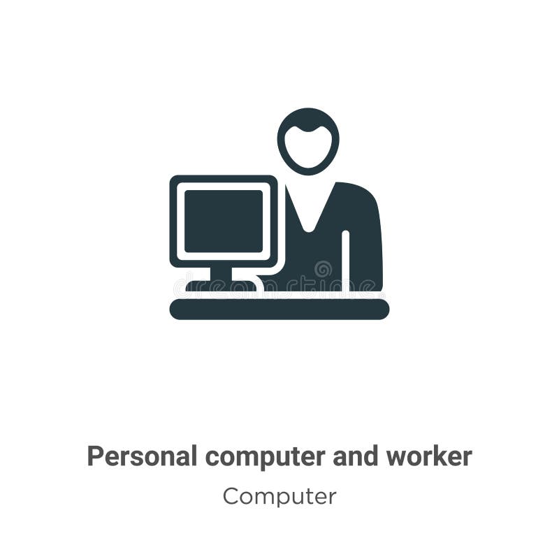 Personal Computer Vector Icon on White Background. Flat Vector Personal ...