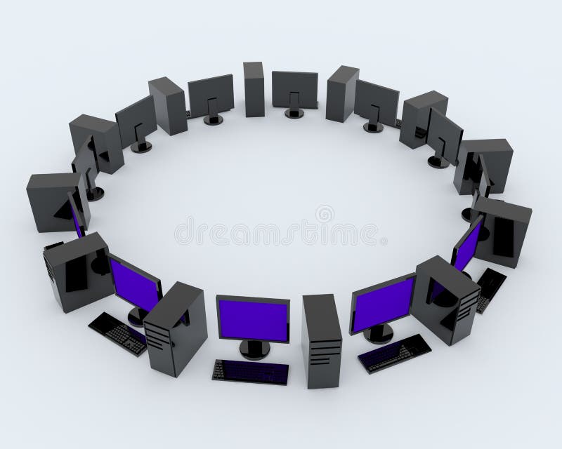 Personal Computers Around the .. Stock Illustration - Illustration of ...