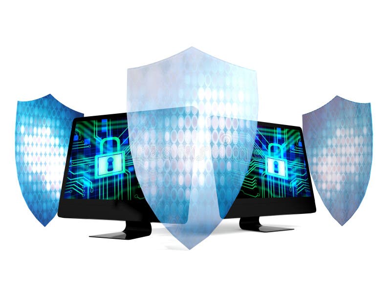 Personal Computers Protected by Security System and Technology Shields ...