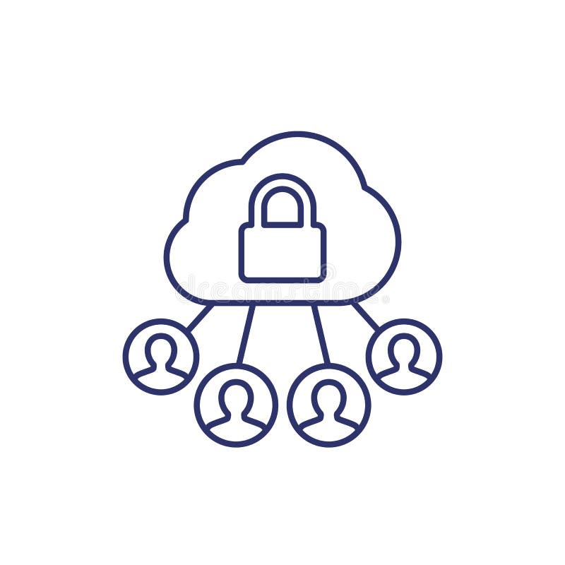 Personal Data in Cloud, Privacy Line Icon Stock Vector - Illustration ...