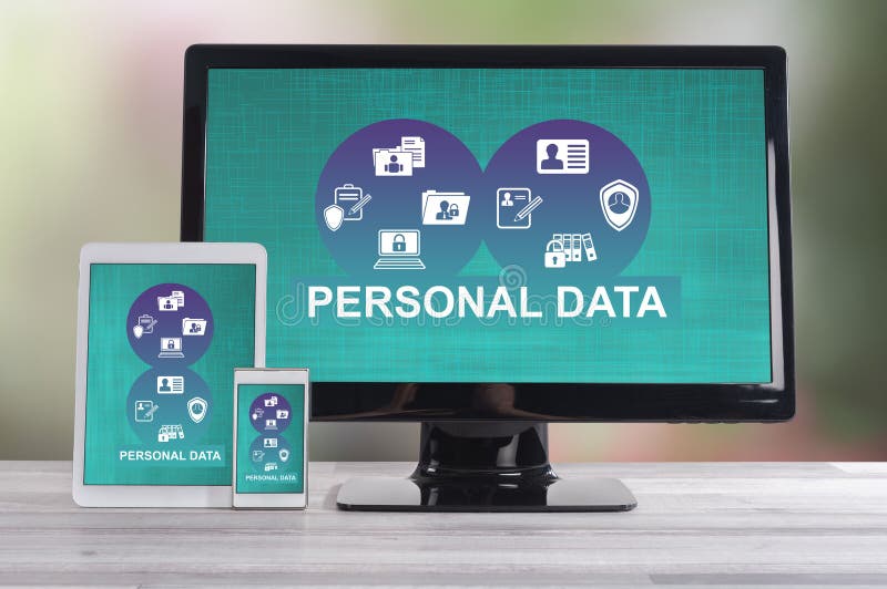 Personal Data Concept on Different Devices Stock Image - Image of ...