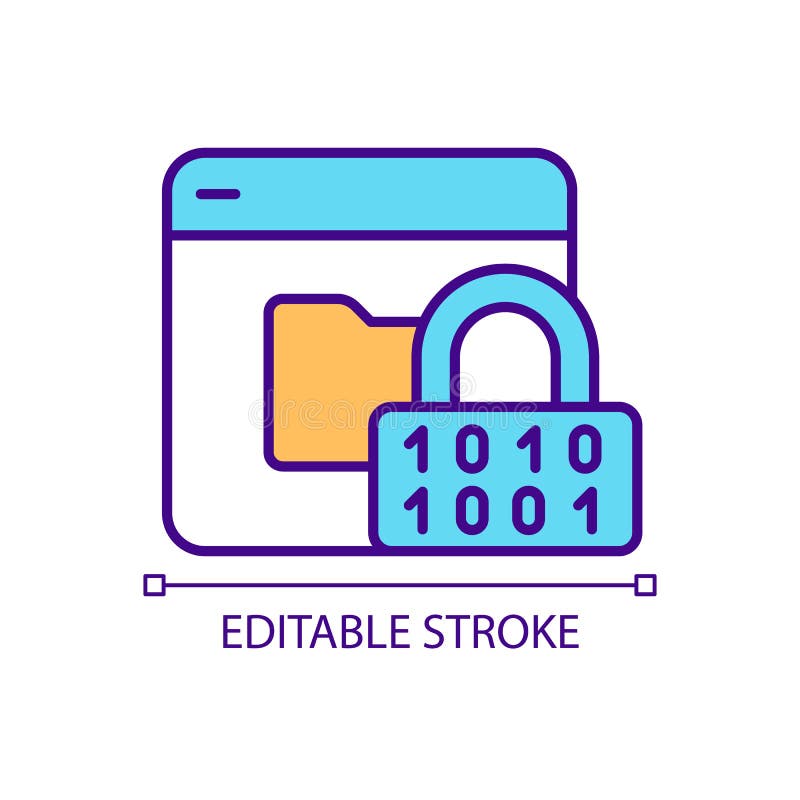 Personal Data Encryption on Internet Sources RGB Color Icon Stock ...