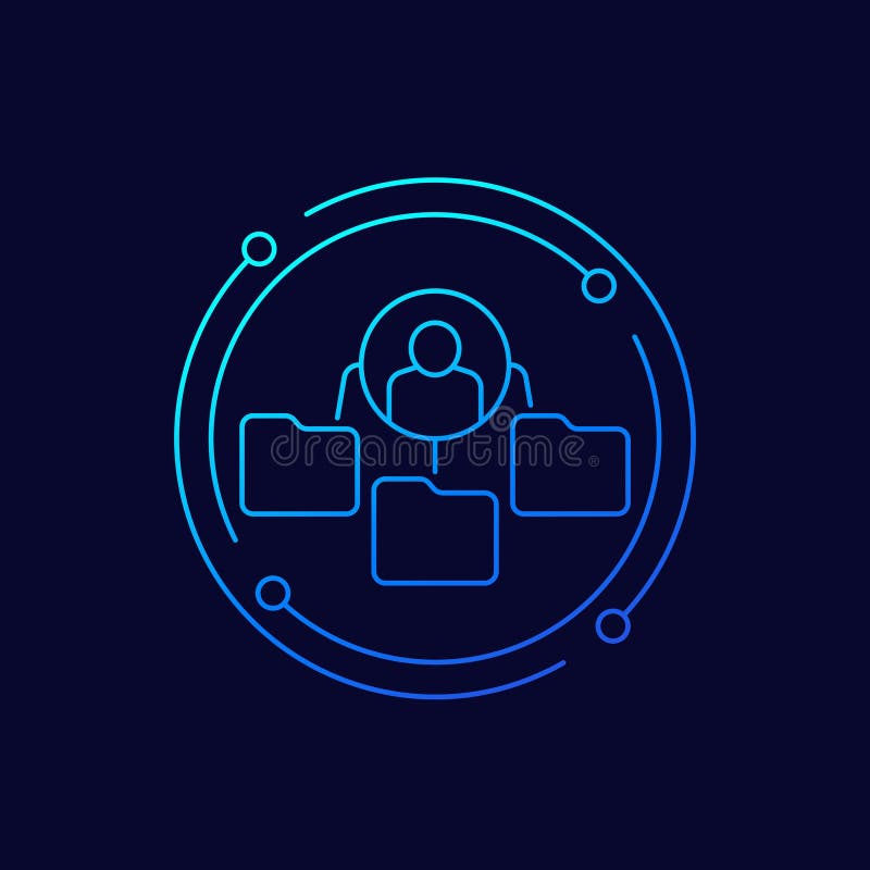 Personal Data in Folders Icon, Linear Design Stock Vector ...