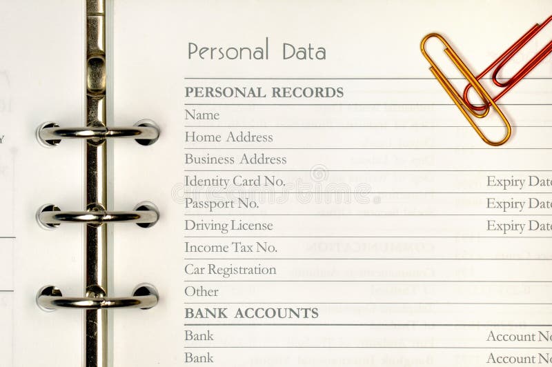 Personal data form stock photo. Image of data, notice - 16382974