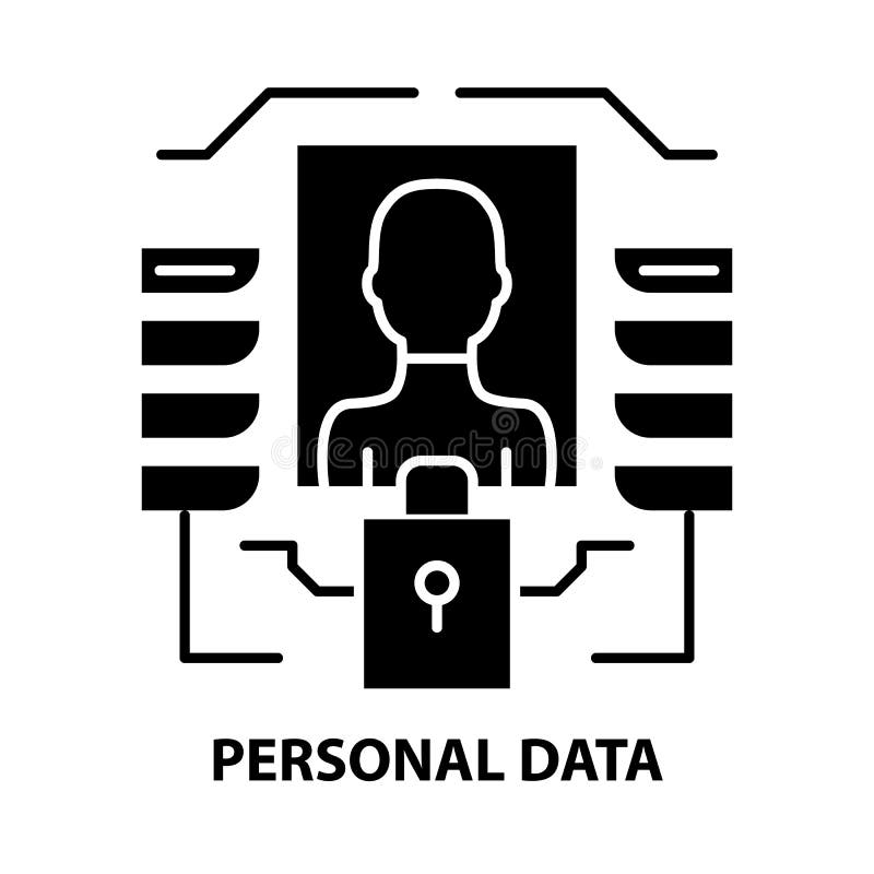 Personal Data Icon, Black Vector Sign with Editable Strokes, Concept ...