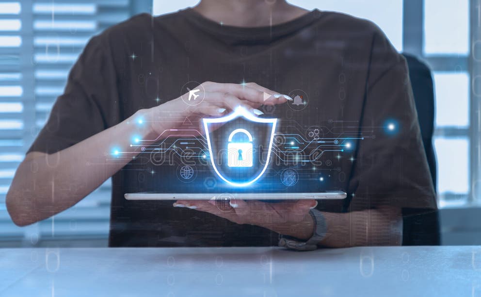 Personal Data Information on Tablet. Information and Cyber Security Technology Services Stock ...