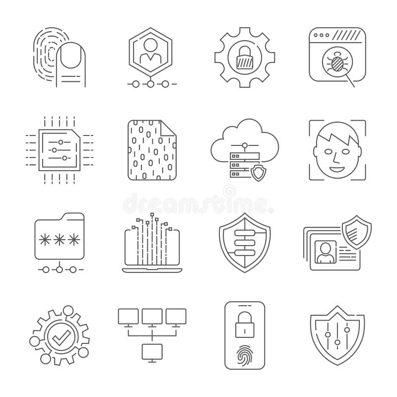 Personal Data Protection Icons, Secure Account Login, User Interface ...