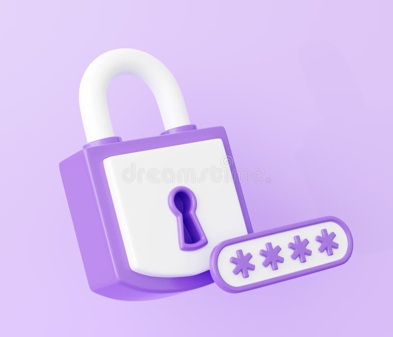Personal Data Secure 3d Render Closed Padlock And Password Field