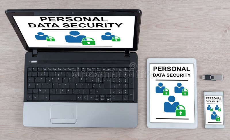 Personal Data Security Concept on Different Devices Stock Image - Image ...