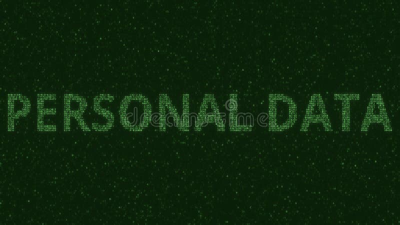 PERSONAL DATA Text Made with Many Symbols on Computer Screen, 3d ...