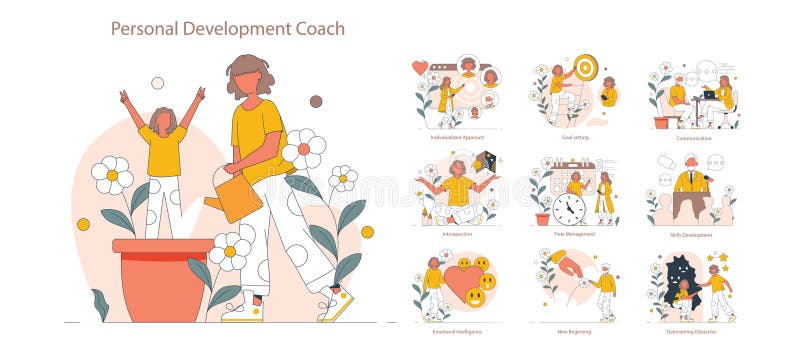 Personal Development Coach Concept. Flat Vector Illustration. Stock ...
