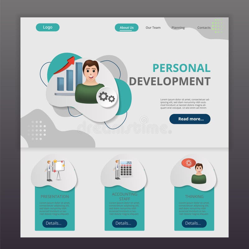 Personal Development Flat Landing Page Website Template. Presentation ...