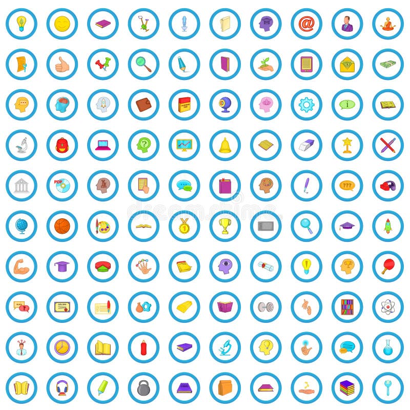 100 Personal Development Icons Set, Cartoon Style Stock Vector ...