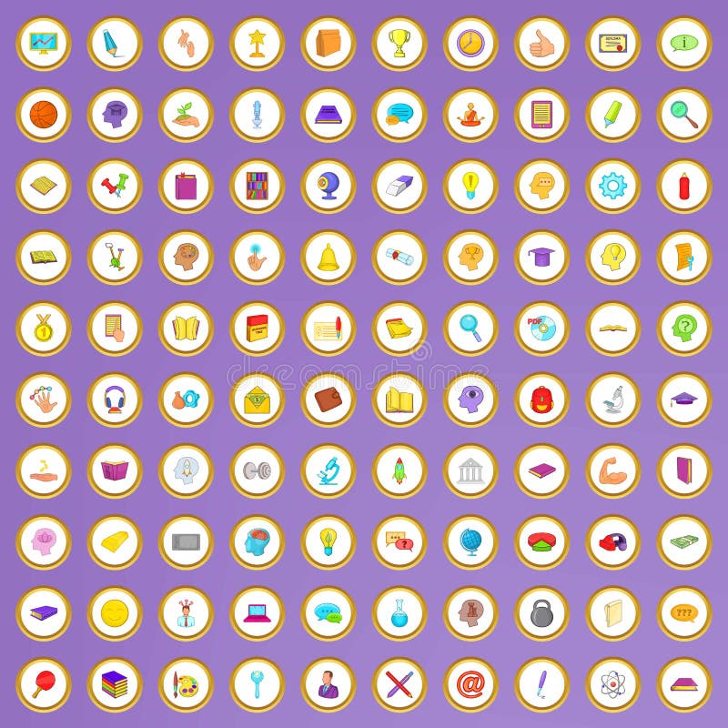 100 Personal Development Icons Set Cartoon Style Stock Vector ...