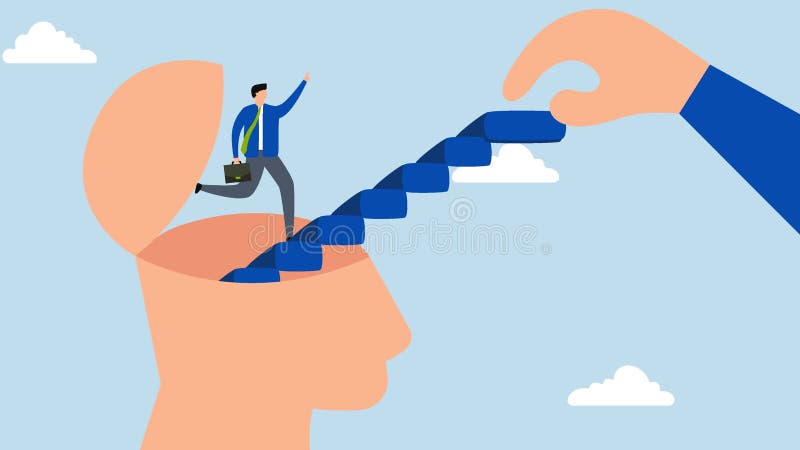 Personal Development, 4k Animation of Businessman Walking on Staircase ...