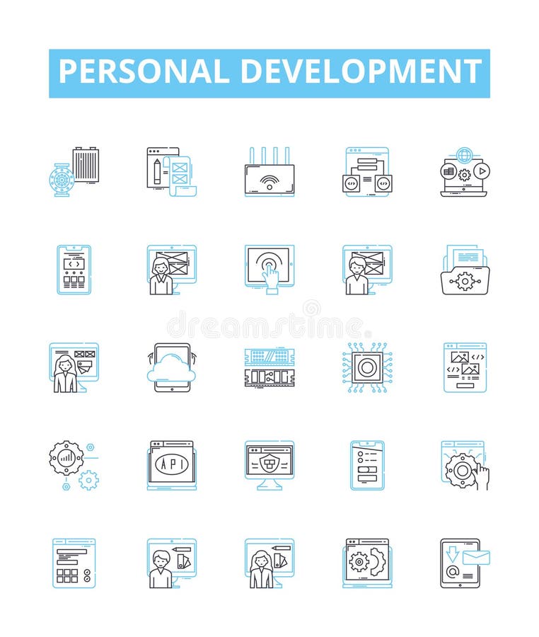 Personal Development Vector Line Icons Set. Motivation, Growth ...