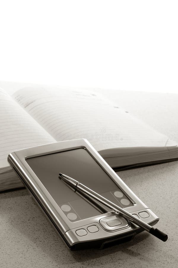 Personal Digital Assistant and Appointment Book Stock Photo - Image of ...