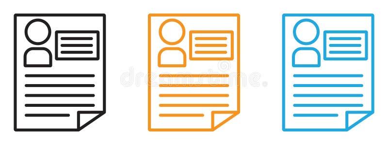 Personal Documents Icon Thin Line Illustration Set Stock Vector ...